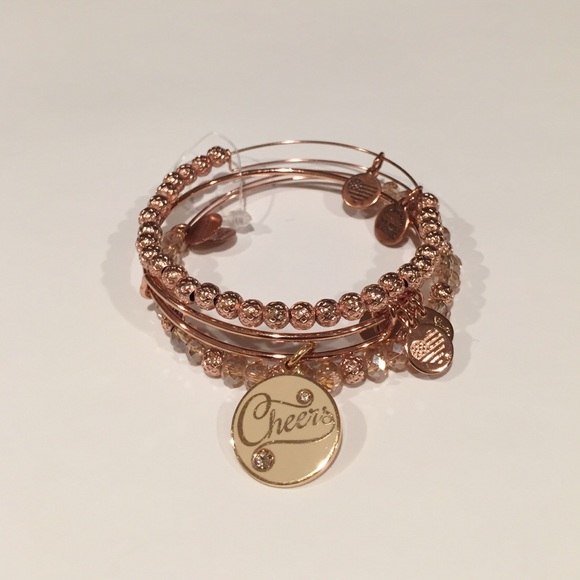 Alex and Ani | Jewelry | Alex And Ani Rose Gold Cheers Set Of 3 | Poshmark